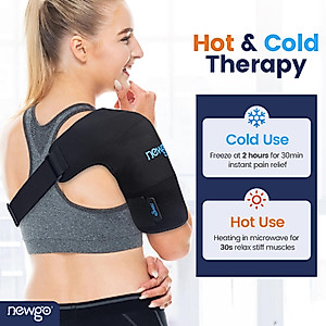 NEWGO Shoulder Ice Pack Rotator Cuff Cold Therapy, FSA HSA Eligible Ice Pack Shoulder Wrap Cold Compression Sleeve for Pain Relief, Surgery Recovery, Bursitis - Medium