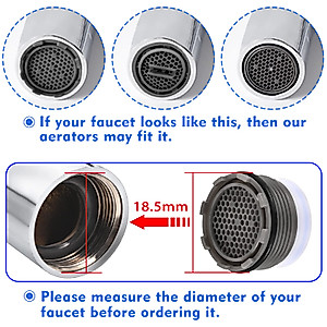 Faucet Aerator M18.5, WeeVeni 6PCS Aerator Replacement for Sink Faucet Flow Restrictor, Kitchen Cache Aerators Bathroom Sink Aerator with Key Removal Wrench Tool (18.5 MM) (18.5MM)