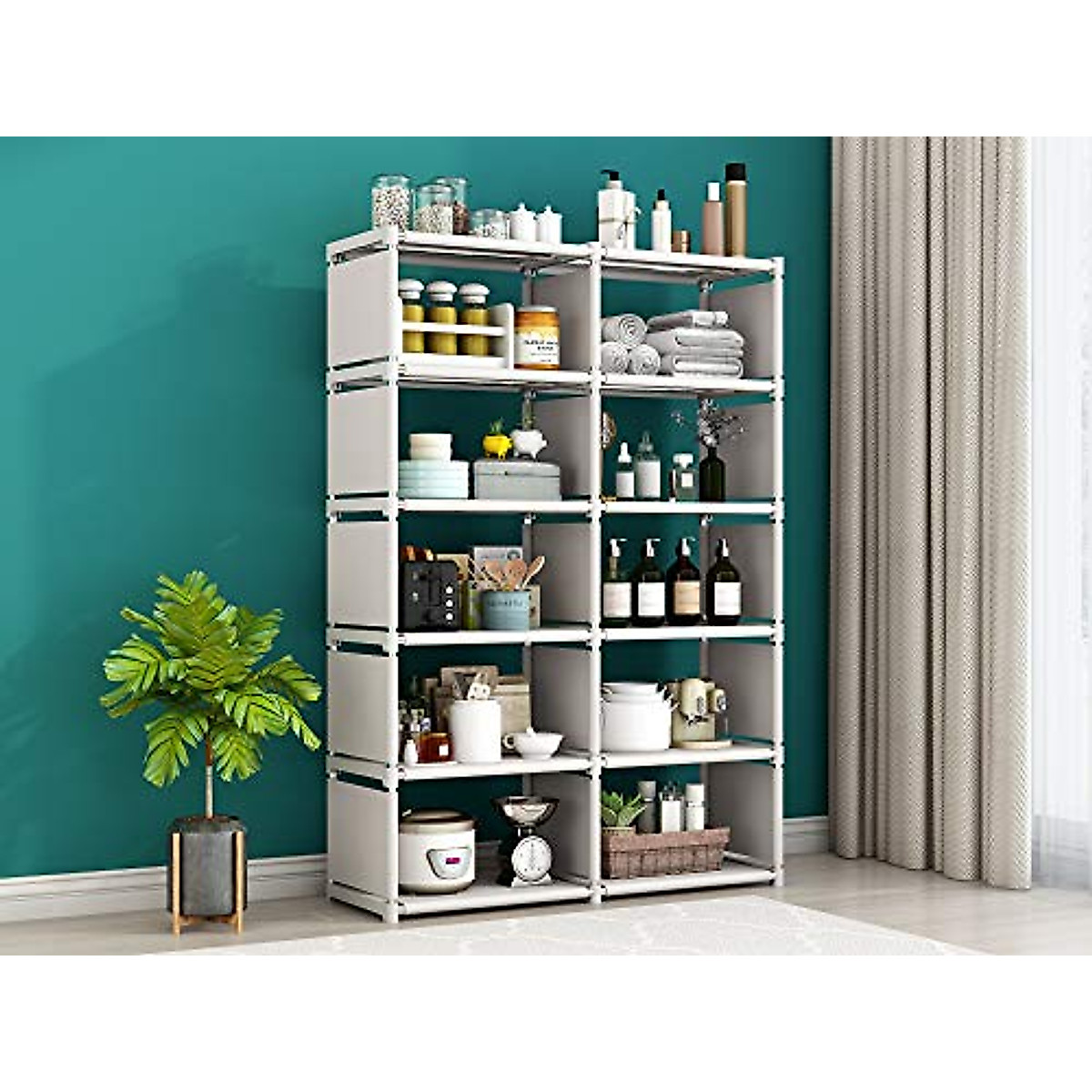 Yomeliy Cube Storage, 5 Tier 10 Cubes Organizer Shelves, Bookcase Shelve for Living Room, Study Room, Bedroom and Office (Gray)