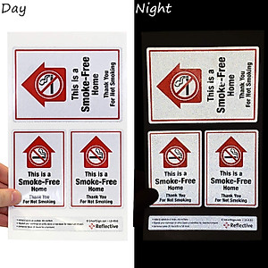 SmartSign This is A Smoke Free Home Stickers, Thank You for Not Smoking Decals | Pack of 3 EG Reflective Adhesive Decals/Labels/Stickers, Made in USA