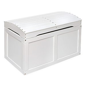 Badger Basket Hardwood Safety Hinge Barrel Top Toy Storage Chest, White (01335)