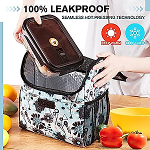 Vessgra Insulated Lunch Bags for Women/Men, Floral Lunch Box, Insulated Lunch Box for Office Work Picnic Travel Leakproof Cooler Lunch Bag with Adjustable Shoulder Strap for Adult/Geometry