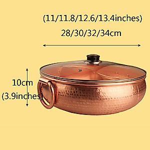 Kitchen Chafing Dishes Hot Pot Set Home Induction Cooker Use Mandarin Duck Copper Hot Pot Old-Fashioned Lamb Shabu Special Pan Durable Gifts for Friends (Color : A, Size : 28cm)