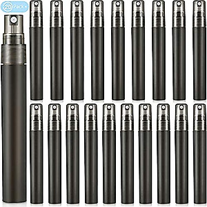 20 Pieces 10ml Spray Bottle Perfume Bottle Refillable Mist Plastic Mini Spray Bottle Portable Empty Perfume Bottle Atomizer for Travel Fragrance Makeup Tool (Black)