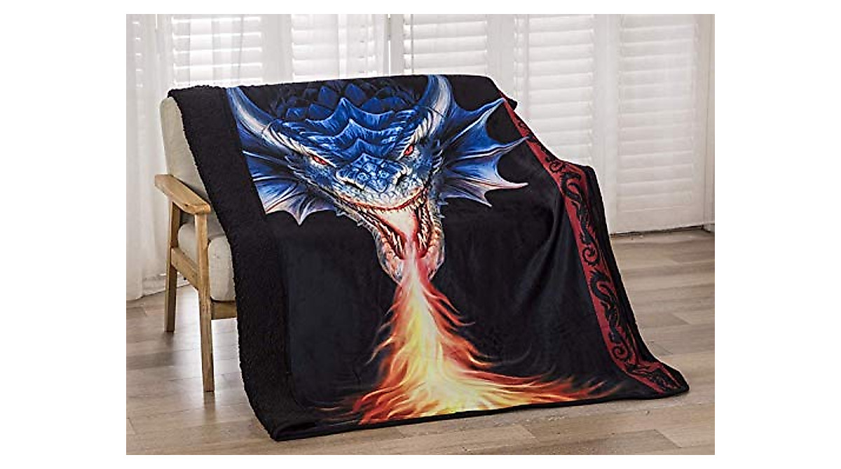 Anne Stokes Fire Breather Throw Blanket - Cozy Dragon Art Gift