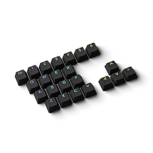 HK Gaming Rubber Keycaps Set | Anti-Slip Texture | Doubleshot Backlit Keycap Set | 23 Keys OEM Profile Key Set | for Mechanical Keyboard | Compatible with Cherry MX, Gateron, Kailh | Black
