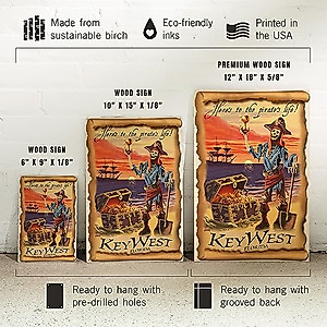 Lantern Press 6x9 Inch Wood Sign, Ready to Hang Wall Decor, Key West, Florida, Pirate Plunder
