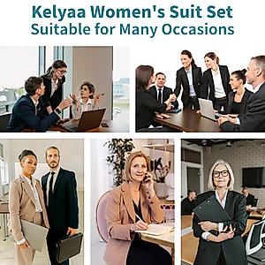 Kelyaa Women's 2 Piece Business Office Suit Lady Peaked Lapel Slim Fit One Button Blazer Jacket and Pants Set Red