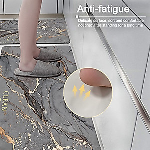 dofopo Cushioned Kitchen Mat Anti Fatigue Comfort Floor Rug with Non Slip Cushion, 2 PCs Washable Kitchen Standing Mats Absorbent Laundry Rugs for Home Grey