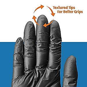 Care Plus Medical Exam Nitrile Gloves Medium Black, Latex Free Powder Free, Non Sterile Exam, Food Safe, Mechanic, 100 Count