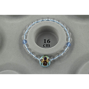 京都あさひ屋 Handmade Kyoto Kiyomizu-yaki & Crystal Bracelet Flower Beads Japanese Juzu Bracelet for Women Gifts (iris Flower)