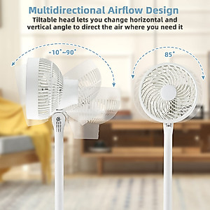 GOFLAME Pedestal Floor Fan with Remote Control, Portable Standing Fan with 85° Oscillation, 100° Tilt, 3 Wind Speeds and 7H Timer, Quiet Cooling Fan for Bedroom Living Room Home Office