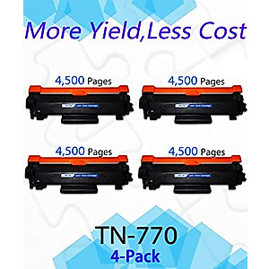 (4-Pack, Super High Yield) Compatible TN770 Toner Cartridge TN-770 Used for MFC-L2750DW L2750DWXL HL-L2370DW L2370DWXL Printer, Sold by EasyPrint