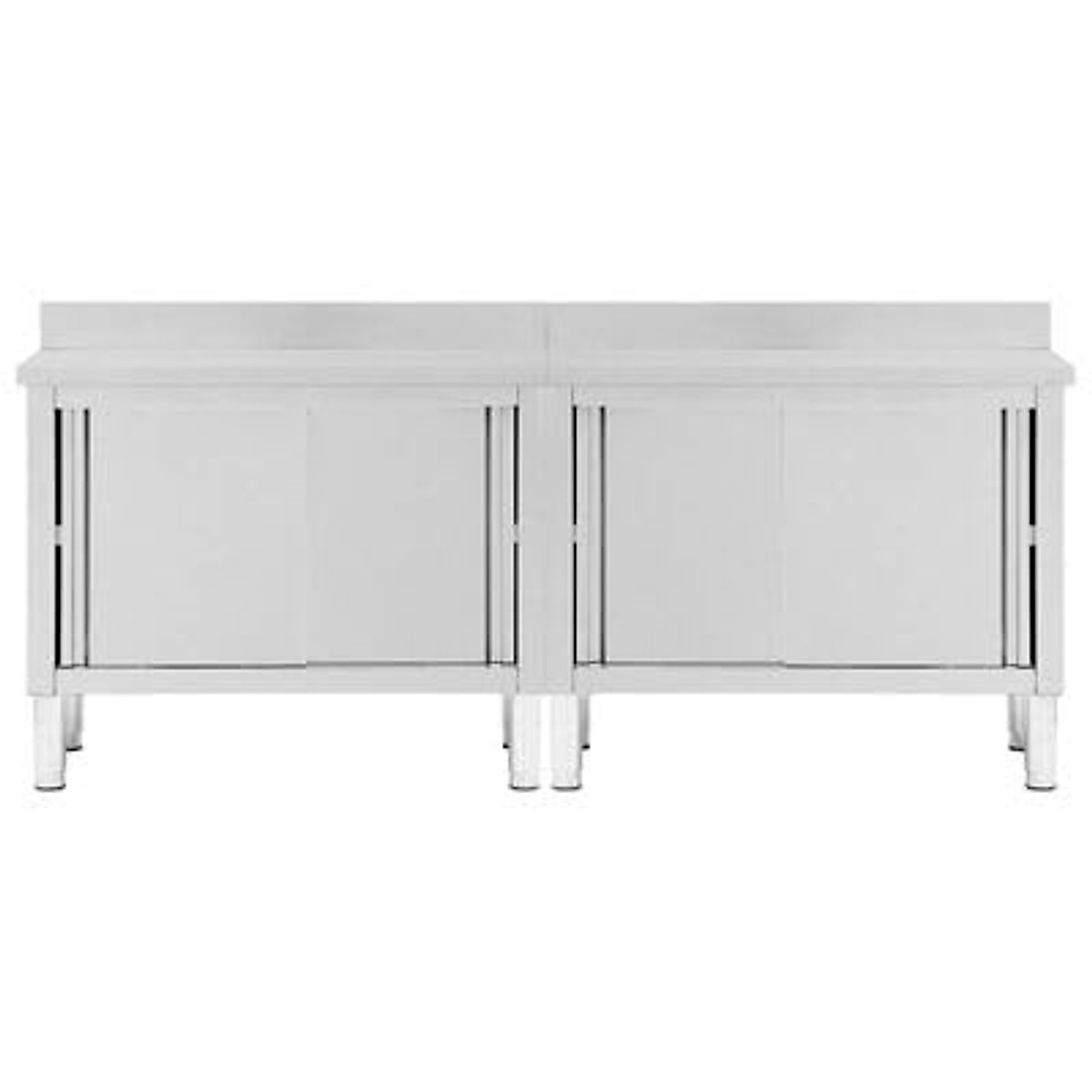 SKM 2pcs Stainless Steel Work Table with Sliding Doors 94.5"x19.7"x(37.4"-38.2") Stainless Steel Prep Table for Commercial Kitchen