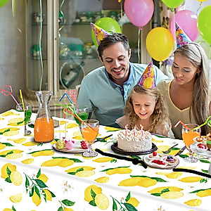 Wiooffen 3 Pcs Lemon Tablecloth Party Yellow Lemonade Supplies Lemons Summer Party Tablecover for Lemon Theme Birthday Party Wedding Bridal Shower Supplies Lemon Table Cover Table Decorations