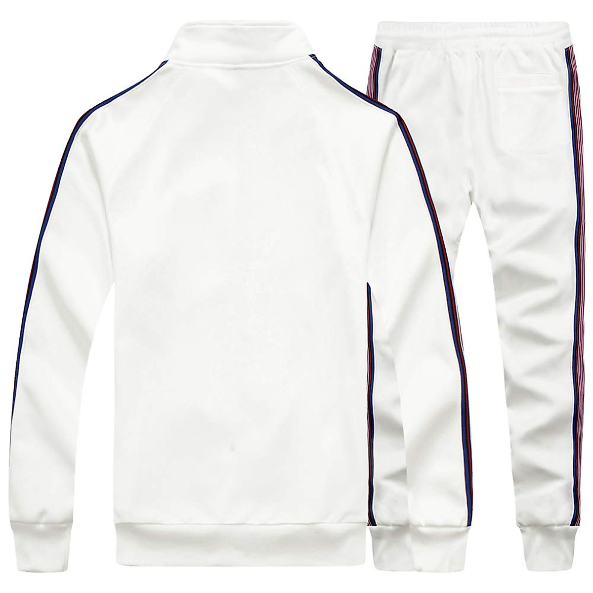 AOTORR Men's Sports Tracksuit Athletic Full Zip Casual Sweat Suits Jogging Gym Sweatsuit White XL