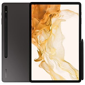 SAMSUNG Samsung Galaxy Tab S8+ Plus w/Low Latency S-Pen (128GB, 8GB) 12.4’’ 120Hz AMOLED, Snapdragon 8 (4nm), All Day Battery, Android 12 Wi-Fi Tablet SM-X800 US Model (Graphite) (Renewed)