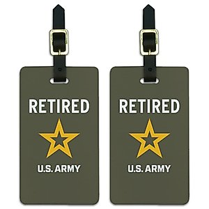 U.S. Army Retired Logo Luggage ID Tags Suitcase Carry-On Cards - Set of 2