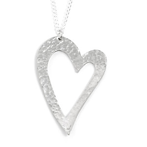 10th Wedding Anniversary - Large Open Tin Heart Pendant