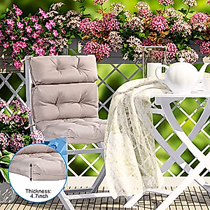 Geelin High Back Patio Chair Cushion Indoor Outdoor Seat Back Chair Cushions Tufted Patio Waterproof Rocking Pads Weather Replacement for Furniture(Khaki,4 Pcs)