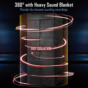 Vocal Booth L Size Studio Sound Booth for Recording Dry, Echo-Free Vocals - 80% Reverb Reduction & 360° Isolation - Clipmount, Lights & Travel Bag Included