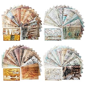 Vintage Scrapbook Paper Pack, Ephemera for Junk Journal Steampunk Craft Paper Collage Paper Journaling Supplies Scrapbooking Emblishments, 4.1 × 5.5 inches, 40 Designs 80 Sheets