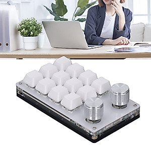 12 Key Gaming Keyboard Mini USB Mechanical Gaming PC Keyboards Multifunctional Shortcut Programmable Keyboard with 2 Knob for Gaming