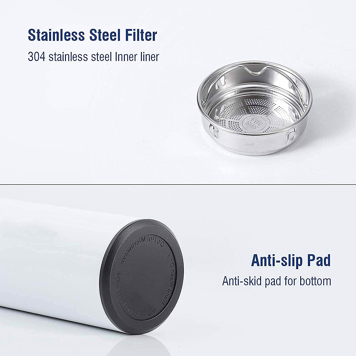 MMSA Insulated Tumbler Bottle with LED Temperature Display in Fahrenheit (White)