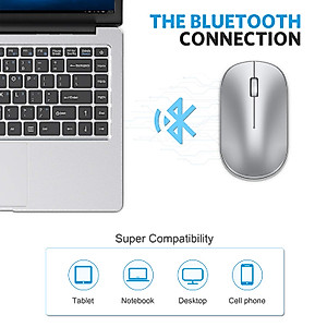 OMOTON Bluetooth Mouse for iPad and iPhone (iPadOS 13 / iOS 13 and Above), Ultra-Thin Wireless Mouse Compatible with Bluetooth Enabled Computer, Laptop, PC, Notebook, and Mac Series (Silver)