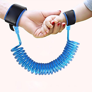 UUU damao Toddler Leash, Upgraded Anti-Lost Wristband with Induction Lock, Outdoor Activities Baby Leash with Safety Wristband Rope for Babies Toddlers(Blue, 59.05in)