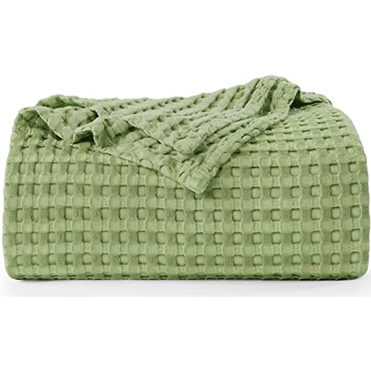 Utopia Bedding Cotton Waffle Blanket 300 GSM (Sage Green - 90x108 Inches) Soft Lightweight Breathable Bed Blanket King Size Layering Any Bed for All Season