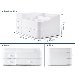 BREIS Makeup Organizer,Large Countertop Skincare Organizers for Vanity, Dresser Bathroom Organization and storage for Cosmetics Brushes Perfume Eyeshadow Lotion Gel Nail Polish Lipstick(White)