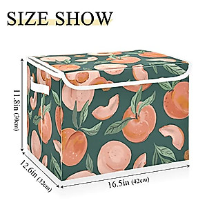 Dark Green Stylish Large Foldable Storage Bins with Handles, Clothes Storage Containers, Closet Organizers, Fabric Foldable Storage Box with Lid for Room Organization, Clothes Storage, Toys Storage