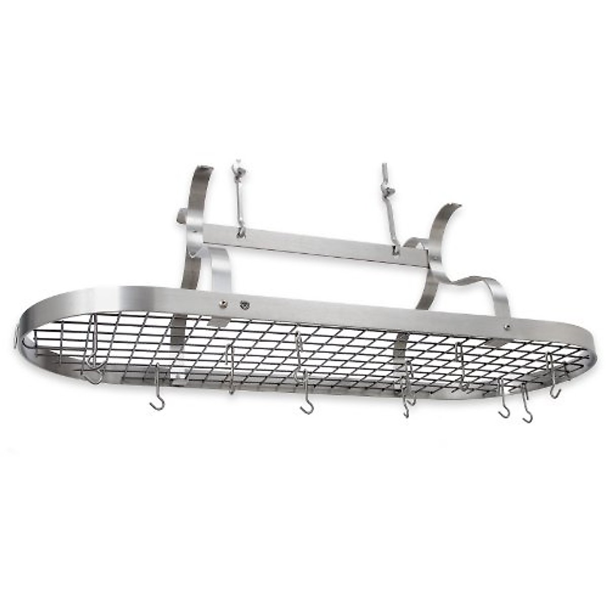 Enclume Premier Scroll Arm Oval Ceiling Pot Rack, Stainless Steel