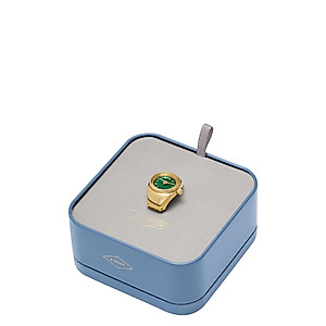 Fossil Women's Quartz Stainless Steel Two-Hand Watch Ring, Color: Gold/Green (Model: ES5308)