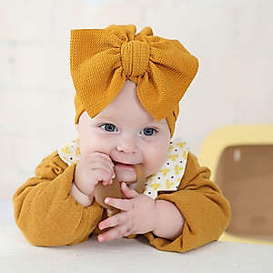 Cinaci 8 Pack Knotted Big Bowknot Hair Bow Turban Hats Beanie Caps Headwraps for Baby Girls Infants Toddlers Kids