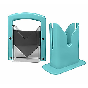 Bagel Slicer, Safety Handle, Bagel Cutter Stainless Steel (Aqua Sky)