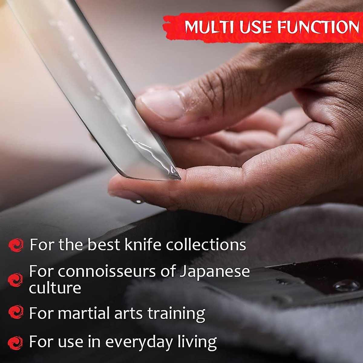 Grand Way Bundle of 2 Items - Japanese Fixed Blade Tanto Knife - 5,9" Polished Sharp Blade - Knives with Paracord Handle - Hiking Hunting Knofe - Sharp Blade Tool - Birthday Christmas Gifts for Men