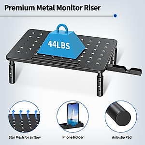 Zimilar 2 Pack Monitor Stand Riser, 3 Height Adjustable Monitor Stand with Unique Star Mesh for Computer, Laptop, Printer, Notebook, iMac, Premium Metal Monitor Risers for 2 Monitors