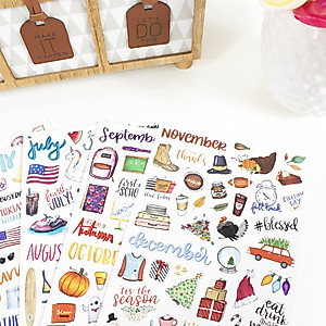 bloom daily planners Holiday Seasonal Planner Sticker Sheets - Vintage Seasonal Sticker Pack - Over 310 Stickers Per Pack!