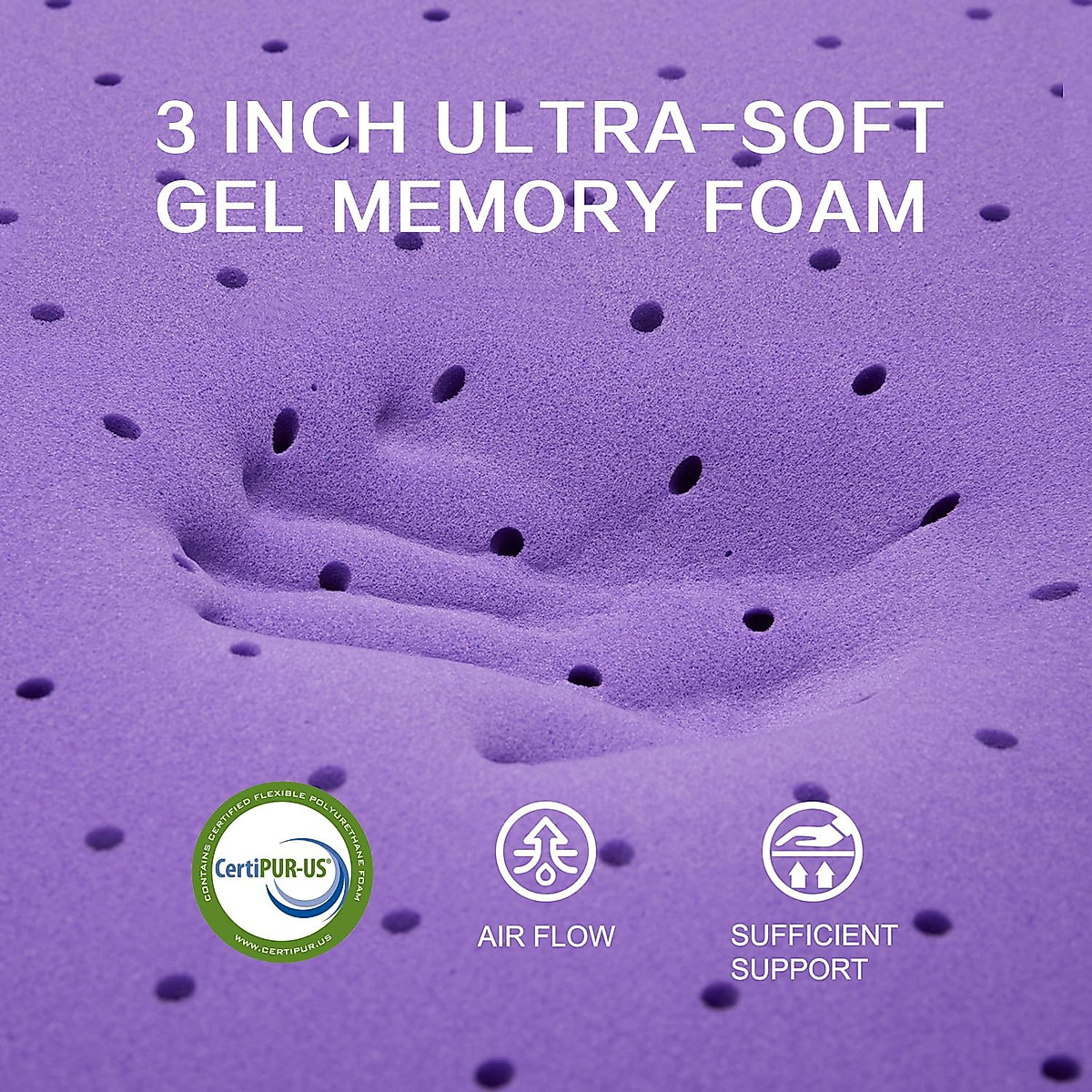 BDEUS Dual Layer 3 Inch Memory Foam Mattress Topper Twin Size,Cooling Gel Memory Foam with Down Alternative Quilted Pillow Top Cover,Back Pain Relief Soft Mattress Pad