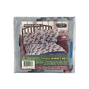 Jay Franco Minecraft Isometric Characters Full Sheet Set - Super Soft and Cozy Kid’s Bedding Features - Fade Resistant Polyester Microfiber Sheets (Official Minecraft Product)