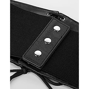 Scarlet Darkness Women's Elastic Corset Waist Cincher Belt Lace Renaissance Pirate Belts Black M