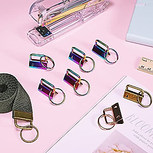 120 Pieces Key Fob Hardware 6 Colors Keychain Fob Wristlet Hardware with Key Ring Key Fob Chain Hardware 1 Inch