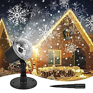 Christmas Projector Lights Outdoor, Weatherproof Snowflake Projector Lights Outdoor Indoor, Wider Lighting Range LED Christmas Snowfall Lights for Christmas Xmas Holiday Home Party Decoration