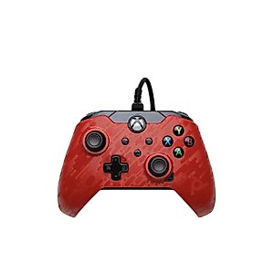 PDP Wired Game Controller - Xbox Series X|S, Xbox One, PC/Laptop Windows 10, Steam Gaming Controller - Perfect for FPS Games - Dual Vibration Videogame Gamepad - Red Camo/Camouflage