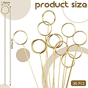 Metal Wire Floral Place Card Holder,Timenu Round Photo Memo Holder Pick Gold Floral Card Holder Clip for Wedding Party Birthday Office Cake Topper Shower Party Flower Favor ( 30 Pcs )