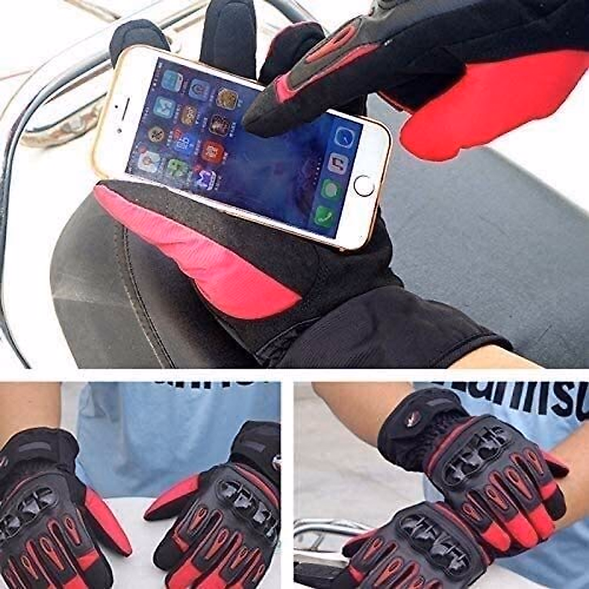 EXCEI Rechargeable 1 Pair Cross-Country Motorcycle Outdoor Multi-Purpose Gloves Windproof Waterproof Heat Resistant Gloves Cold Gear Touch Phone Men Women (Color :