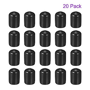 DMiotech 20 Pack 1/2" ID Black Screw Thread Protectors Rubber End Caps Bolt Covers for Screw Bolt Furniture Pipe