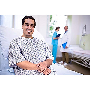 Utopia Care 6 Pack Cotton Blend Unisex Hospital Gown, Back Tie, 45" Long & 61" Wide, Patient Gowns Comfortably Fits Sizes up to 2XL